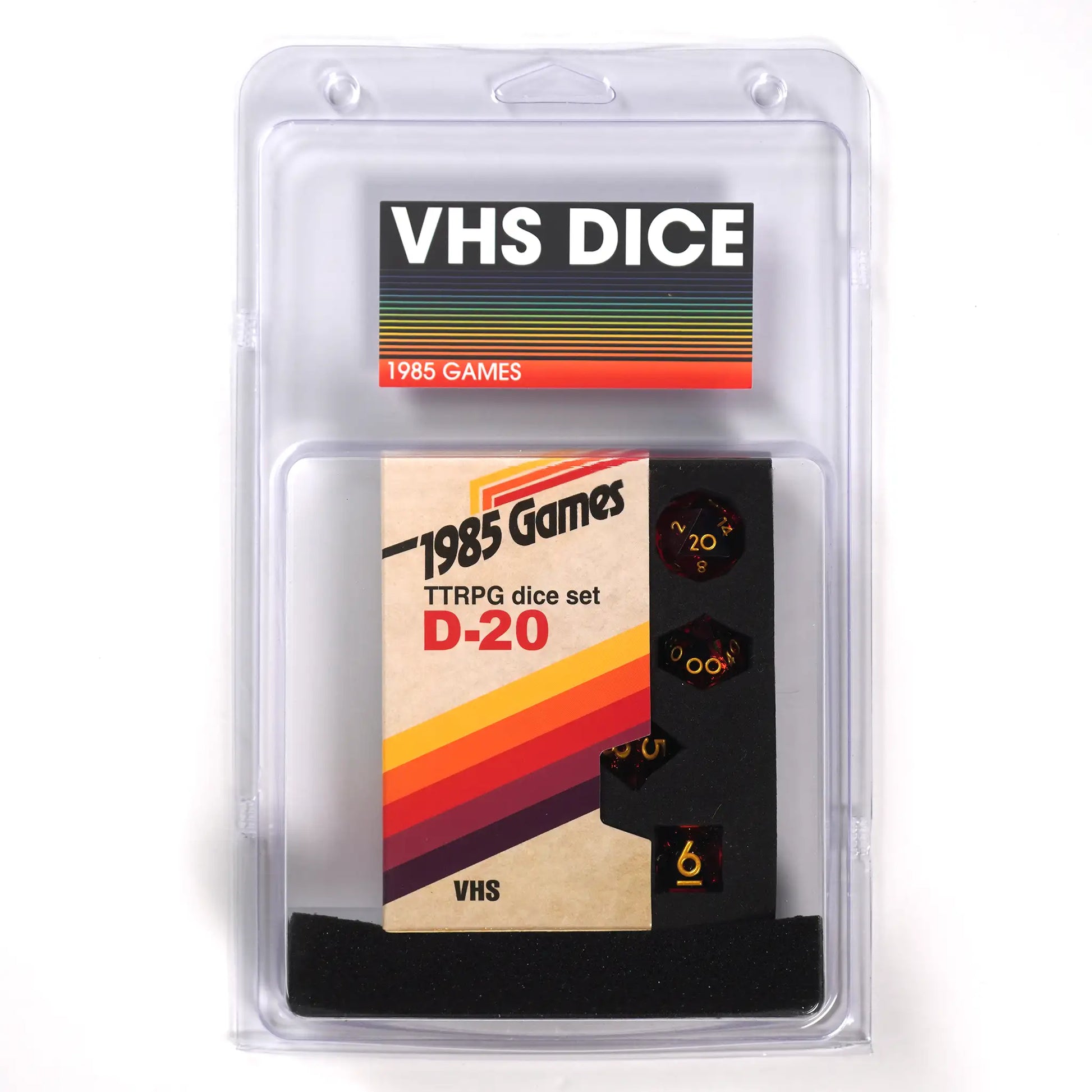 VHS Dice: Ruby Red | TTRPG Resin Dice Set – 1985 Games