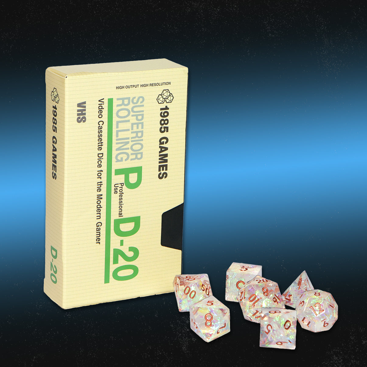 VHS Dice: Crystal Ball | TTRPG Resin Dice Set – 1985 Games