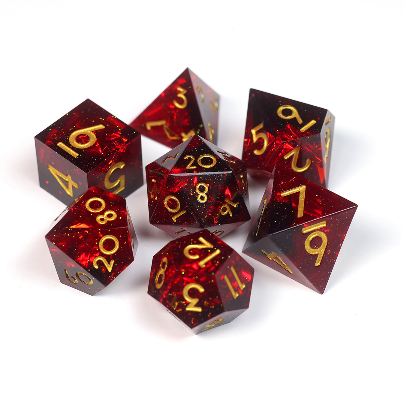 VHS Dice: Ruby Red | TTRPG Resin Dice Set – 1985 Games