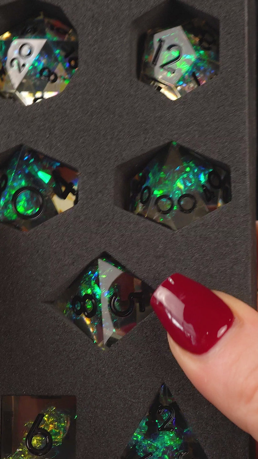 VHS Dice: Crystal Ball | TTRPG Resin Dice Set – 1985 Games