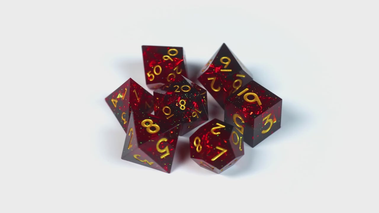 VHS Dice: Ruby Red | TTRPG Resin Dice Set – 1985 Games
